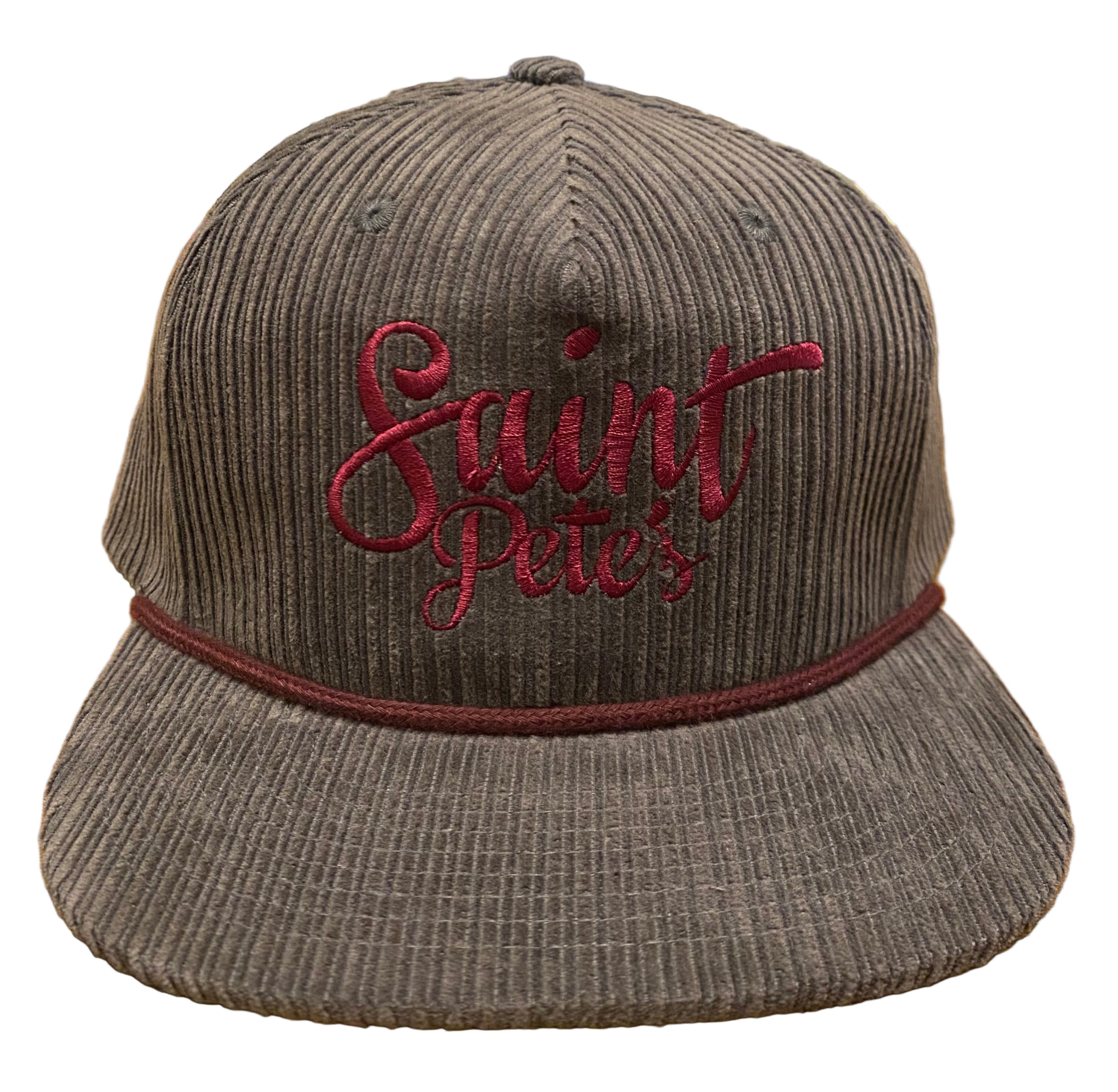 Captuer Headwear St. Peter's Cursive Logo Embroidered Corduroy Charcoa ...